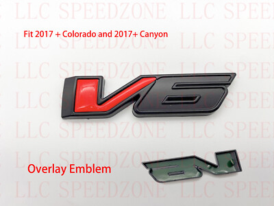 1PC Matte Black Red Rear Tailgate V6 Emblems Badge Fit For 2017+ Canyon ...