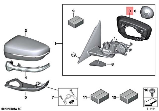 Genuine OEM Front Passenger Right Door Mirror Housing For BMW ...