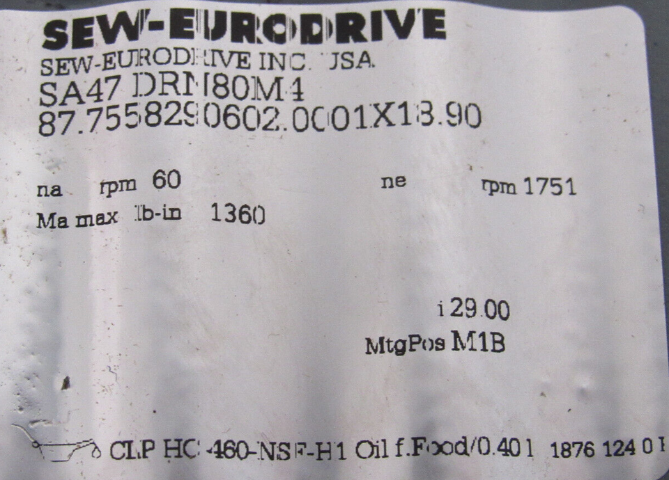NEW SEW EURODRIVE SA47 DRN80M4 GEARMOTOR 230/460V SA47DRN80M4 | eBay