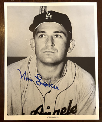 NORM LARKER LOS ANGELES DODGERS AUTOGRAPHED TEAM ISSUED 8 X 10 GLOSSY ...