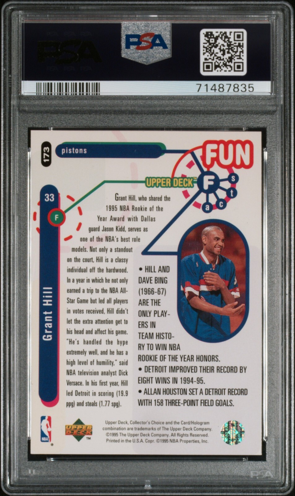 1995-96 Upper Deck Collector's Choice - Player's Club #173 Grant Hill ...