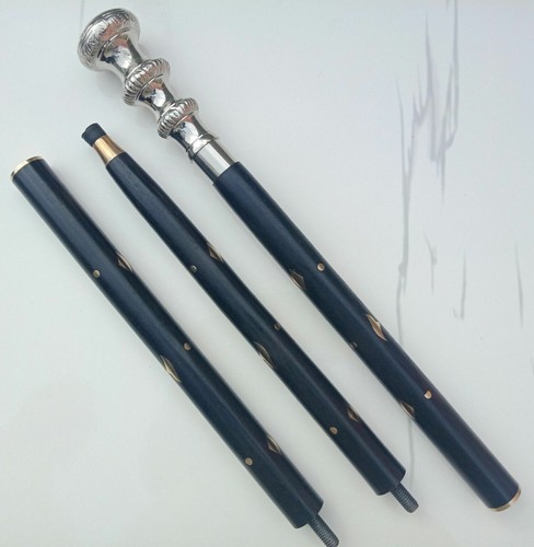 Brass Ships Anchor Handle Inlaid Wooden Wood Shaft Walking Cane Stick ...