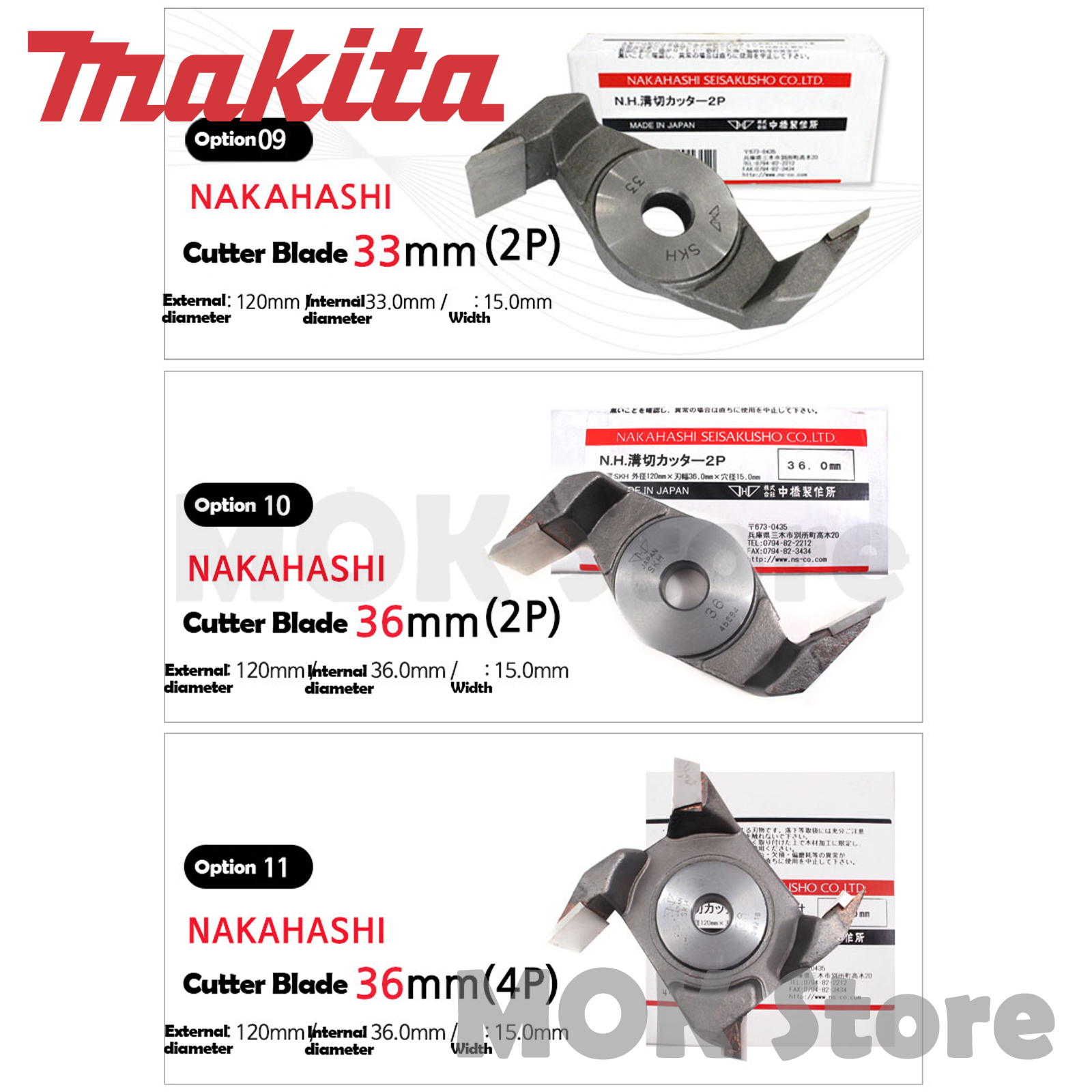 Makita Groove Cutter Blade 15mm 18mm 21mm 24mm 30mm 33mm 36mm for 3803A ...