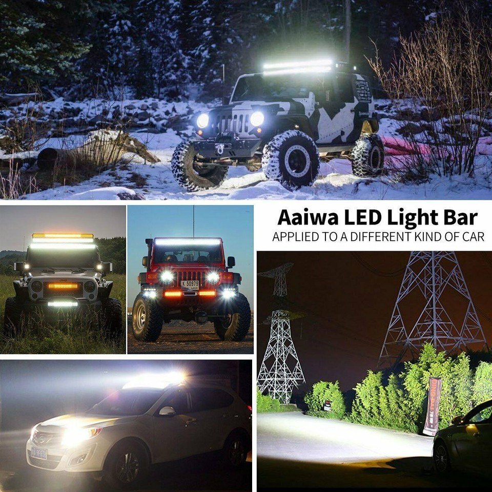 52 INCH LED Light Bar + 4X 4" Pods Combo Kit Offroad For Jeep Wrangler ...