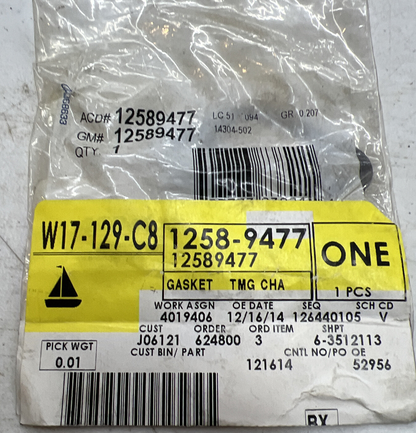 NOS GM / ACDelco 1258-9477 / 12589477 Timing Chain Gasket | eBay