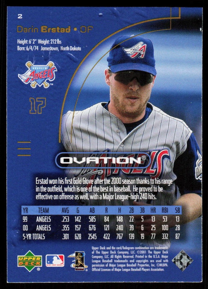 2001 Upper Deck Ovation Darin Erstad #2 BASEBALL Anaheim Angels | eBay