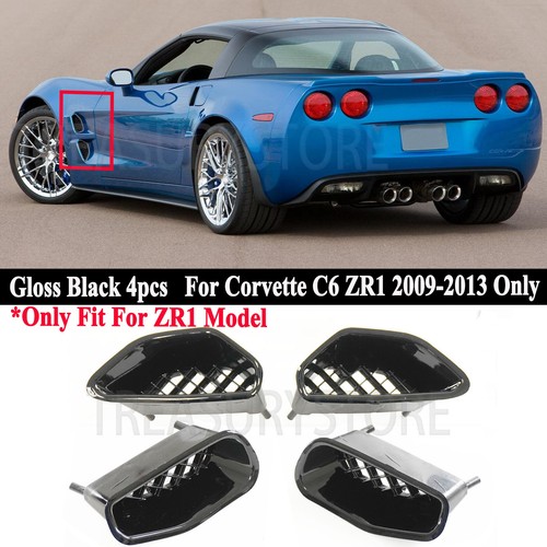 For Corvette C6 ZR1 09-2013 Gloss Black Front Side Fender Vent Intake ...