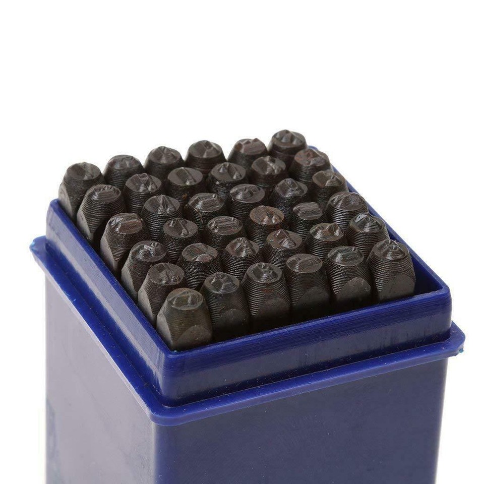 36pc Steel Punch Alphabet Letter Number Tool 1/8"inch 3mm Leather craft ...