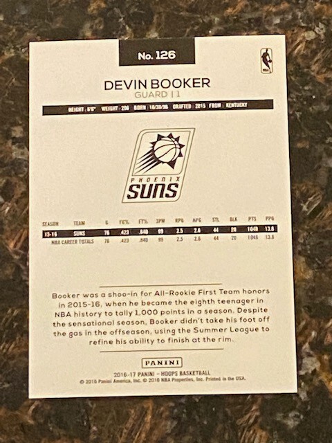 2016-17 Panini NBA Hoops Basketball #126 Devin Booker 2nd Year Card | eBay