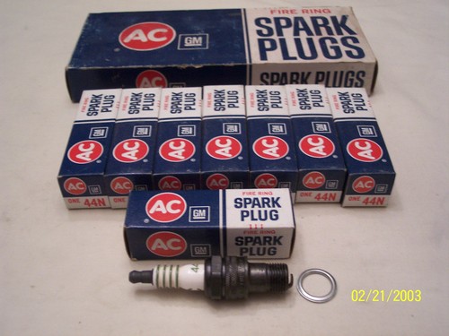 348 409 AC Chevy Spark Plugs 44N 4 Green Rings Rod Hot Street Vintage ...