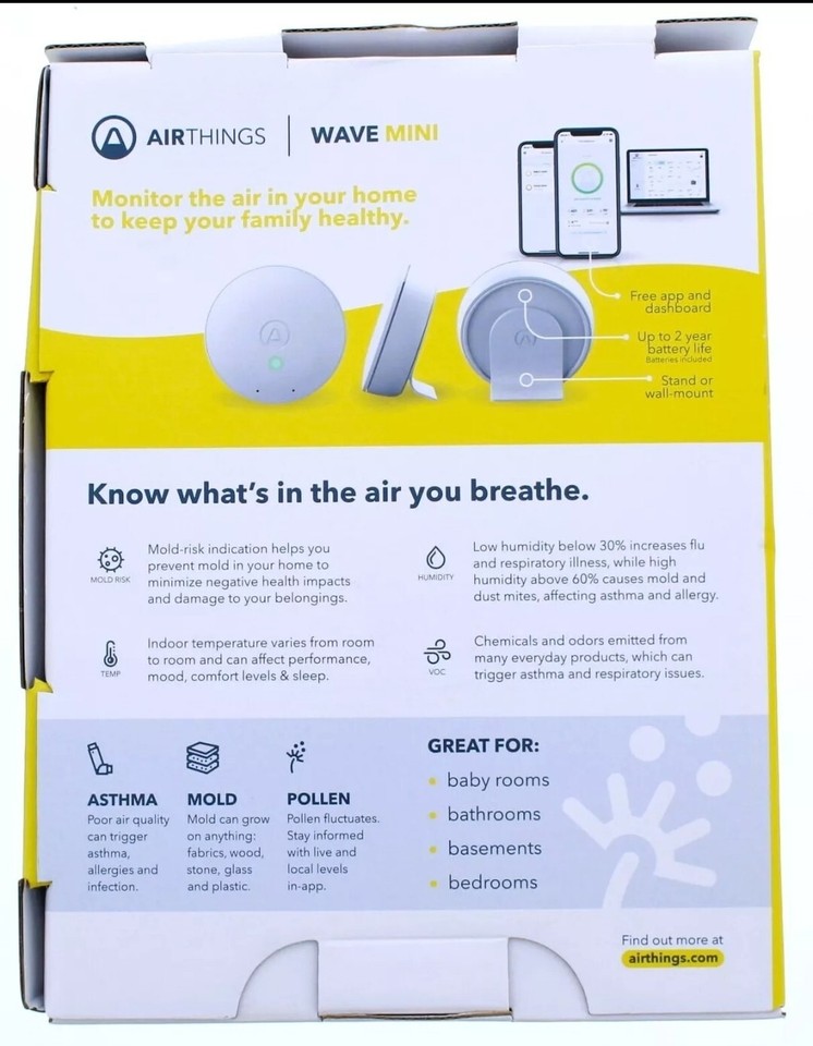 Airthings Wave Mini Air Quality Monitor | eBay