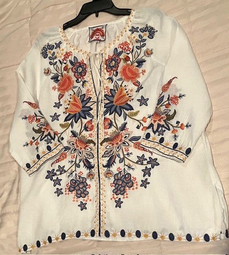 Johnny Was Embroidered Blouse Medium M EUC | eBay