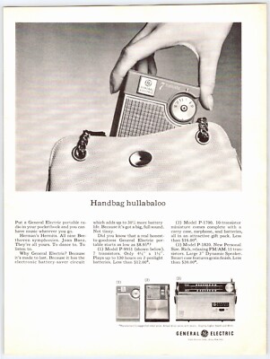 1965 GENERAL ELECTRIC TRANSISTOR RADIO Vintage 1960's 8"X11" Magazine ...