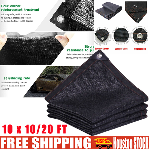 Black Sun Shade Net Plants Outdoor Pergola Lawn Sun Shade Cloths 10*10 ...
