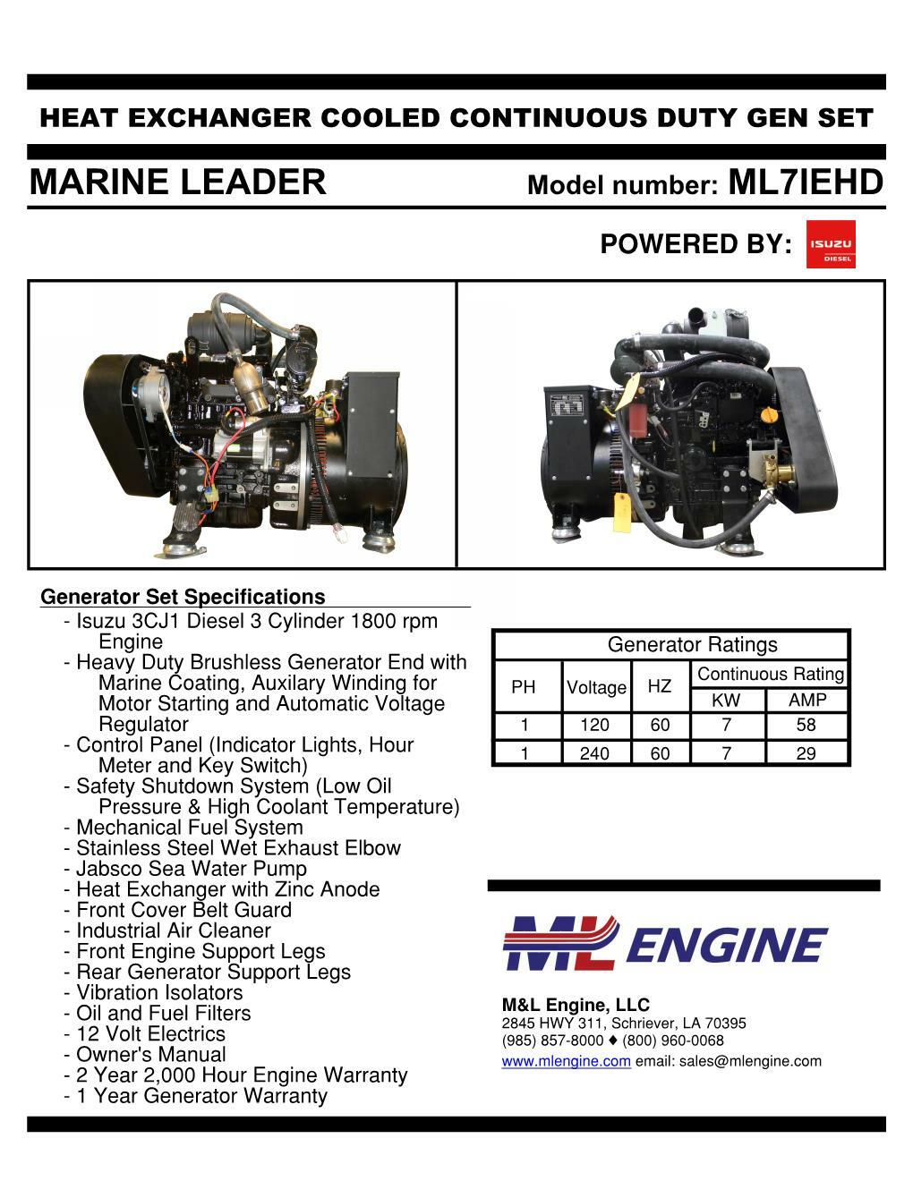 7KW Diesel Generator Heat Exchanger Cooled Isuzu | eBay