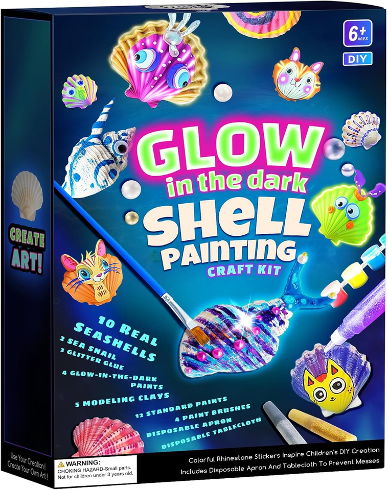 Shell Painting Kit for Kids - Glow in the Dark Arts and Crafts for Boys ...