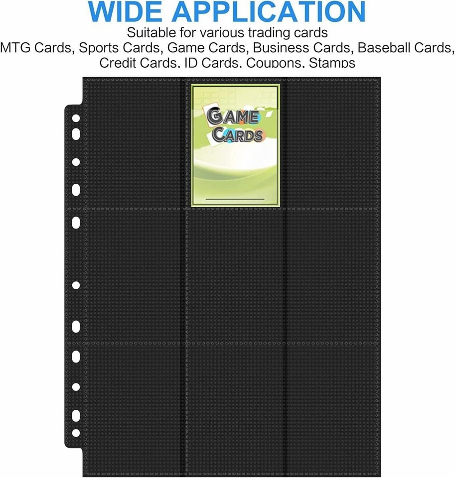 900 Pockets Trading Card Pages Sleeves Double-Sided Card Sleeves Binder ...