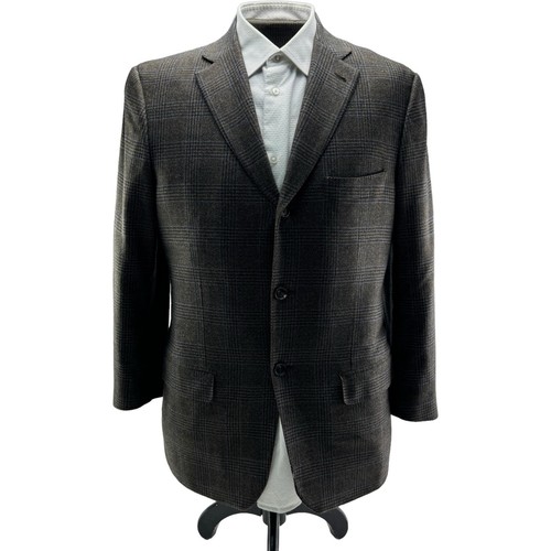 Isaia Brown Wool Cashmere Blazer 3 Button Ventless Size 42R Black ...
