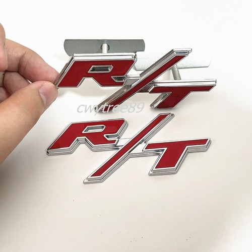 2X Chrome Red OEM For RT Front Grill Emblems R/T Trunk Sticker Silver ...