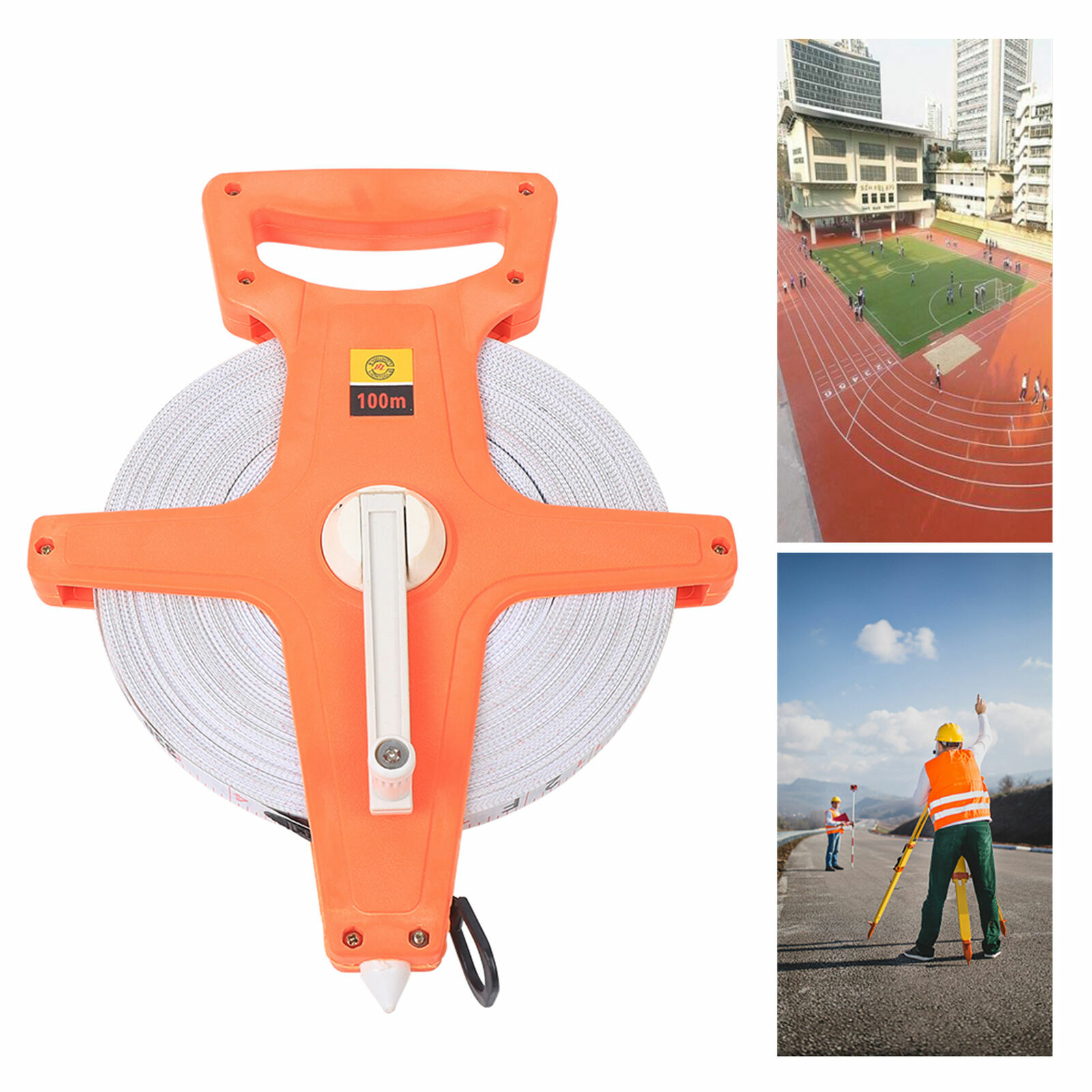 100M/300Foot Double Sided Fiberglass Long Tape Measure Non-Slip Handle ...