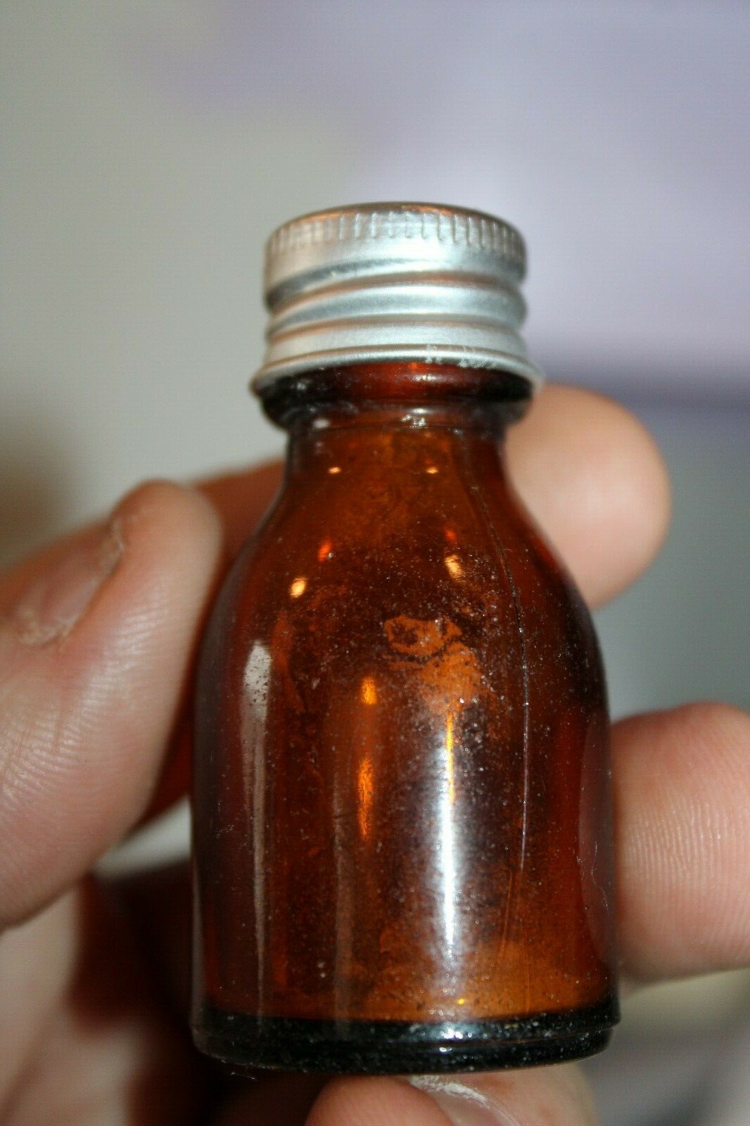 Antique, 2 3/8'', Amber, Round, Medicine/Chemical, Bottle, Item # A ...