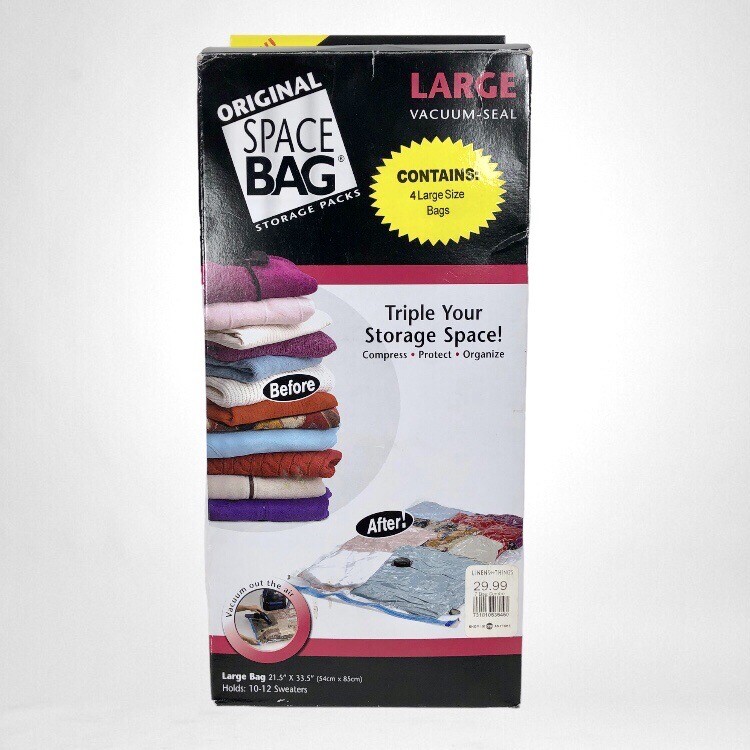 THE ORIGINAL SPACE BAG VACUUM-SEAL STORAGE PACKS 4pc LARGE SIZE 21.5 ...