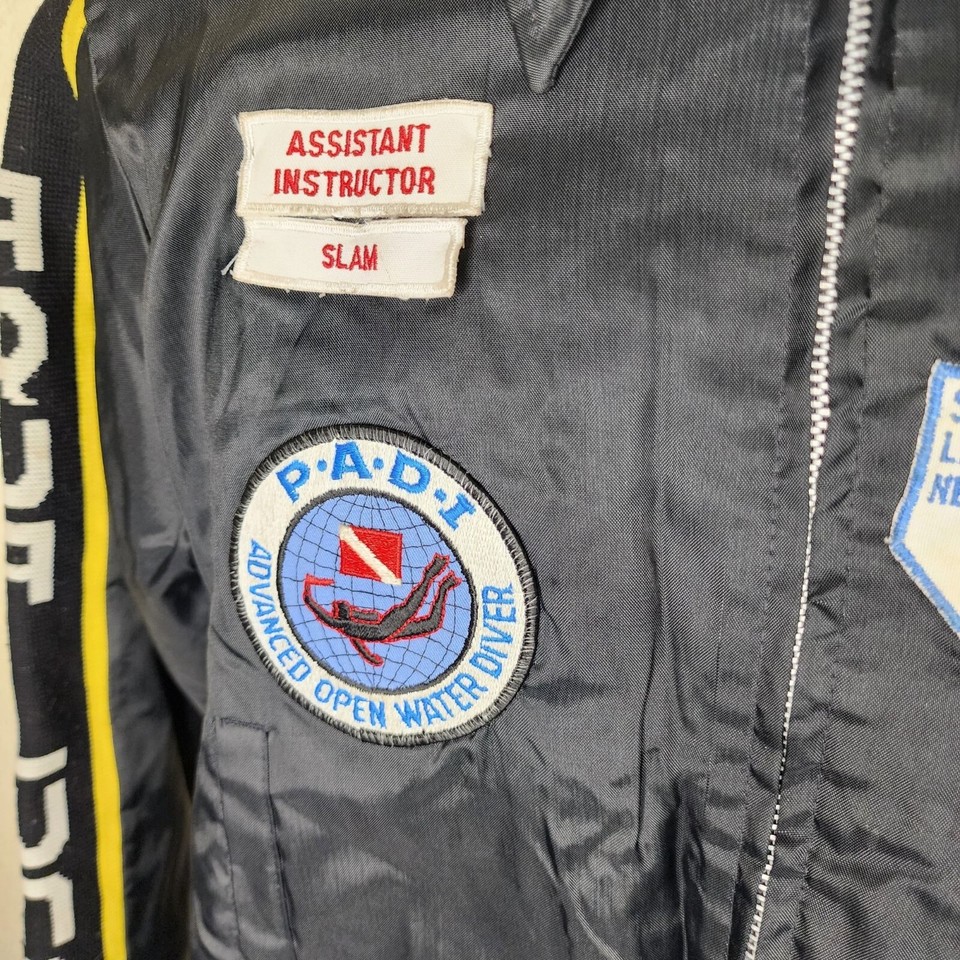 Vintage 70s US Scuba Diver Jacket Patches Mens Size M Black Aqua Lung ...