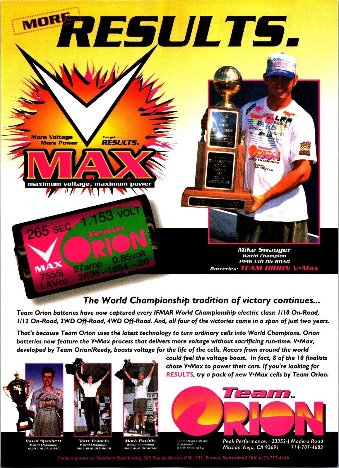 Team Orion VMax Batteries Vintage Print Ad Wall Decor Mike Swauger | eBay