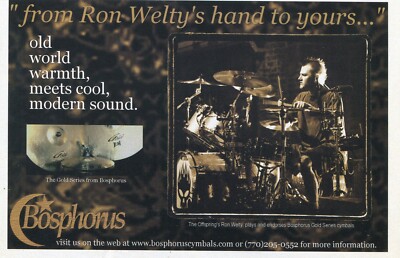 2003 small Print Ad of Bosphorus Gold Drum Cymbals w Ron Welty of ...