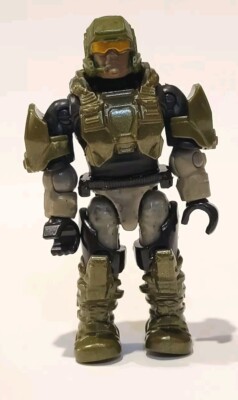 MEGA BLOKS HALO CONSTRUX UNSC MARINE GRAY GREEN MINI FIGURE GOLD ...