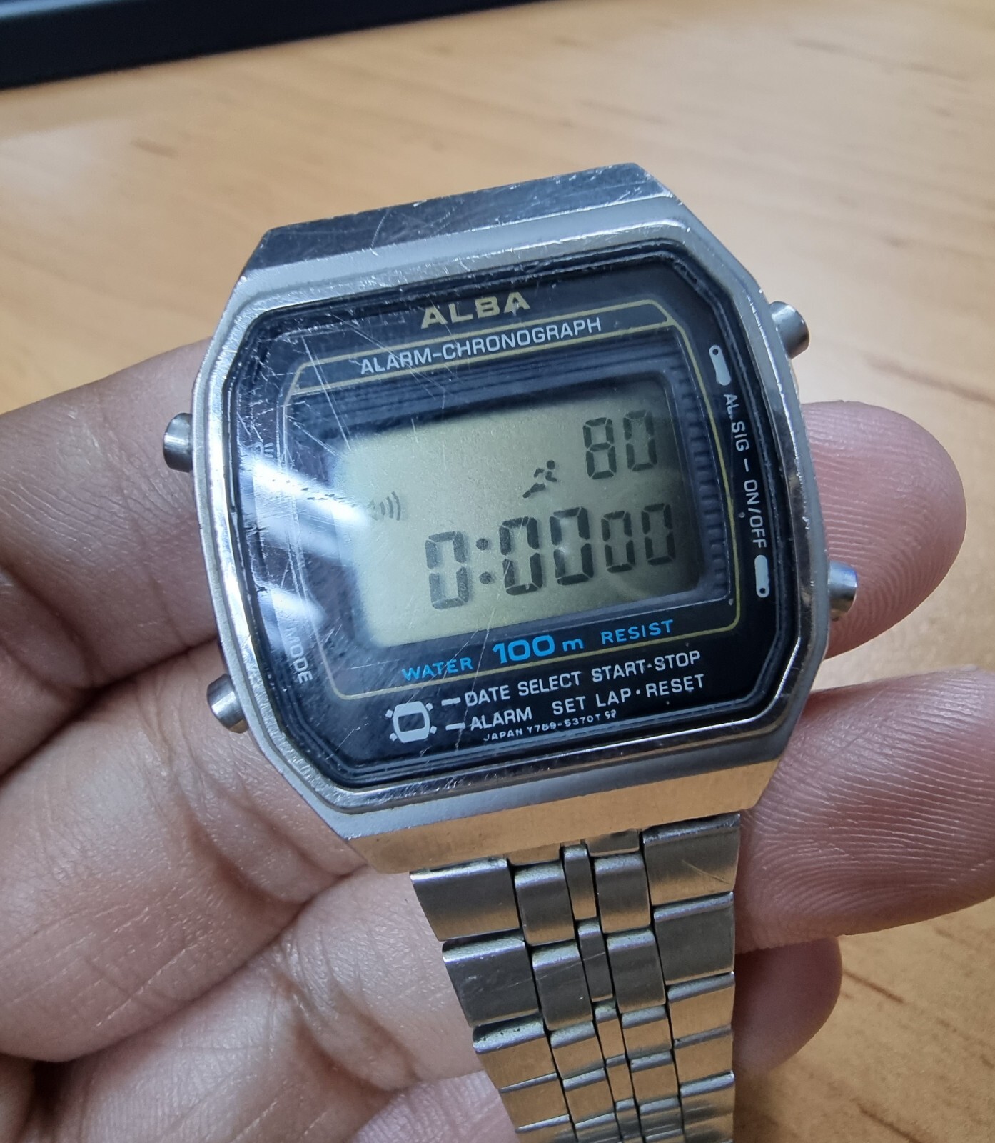 rare vintage 1983 Alba Y789-5380 (SeikoPulsar) alarm chrono 10bar ...