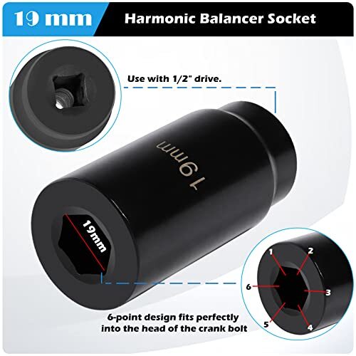 19 mm Harmonic Balancer Socket & 50mm Crankshaft Crank Pulley Wrench ...