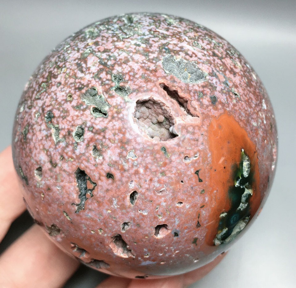 491g NATURAL the 8vein pink ocean jasper sphere QUARTZ CRYSTAL ball ...