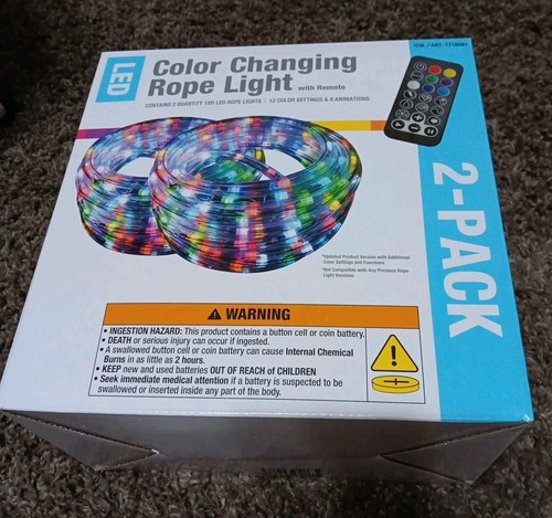 NEW Intertek LED Color Changing Rope Light with Remote, 18 Foot (Pack ...