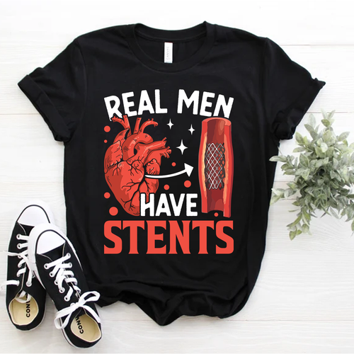 Open Heart Surgery Recovery Patients Real Men Have Stents T-Shirt Size ...