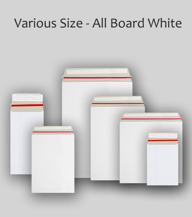 White All Board Envelopes All Sizes Cardboard Strong Mailers C3 C4 C5 ...