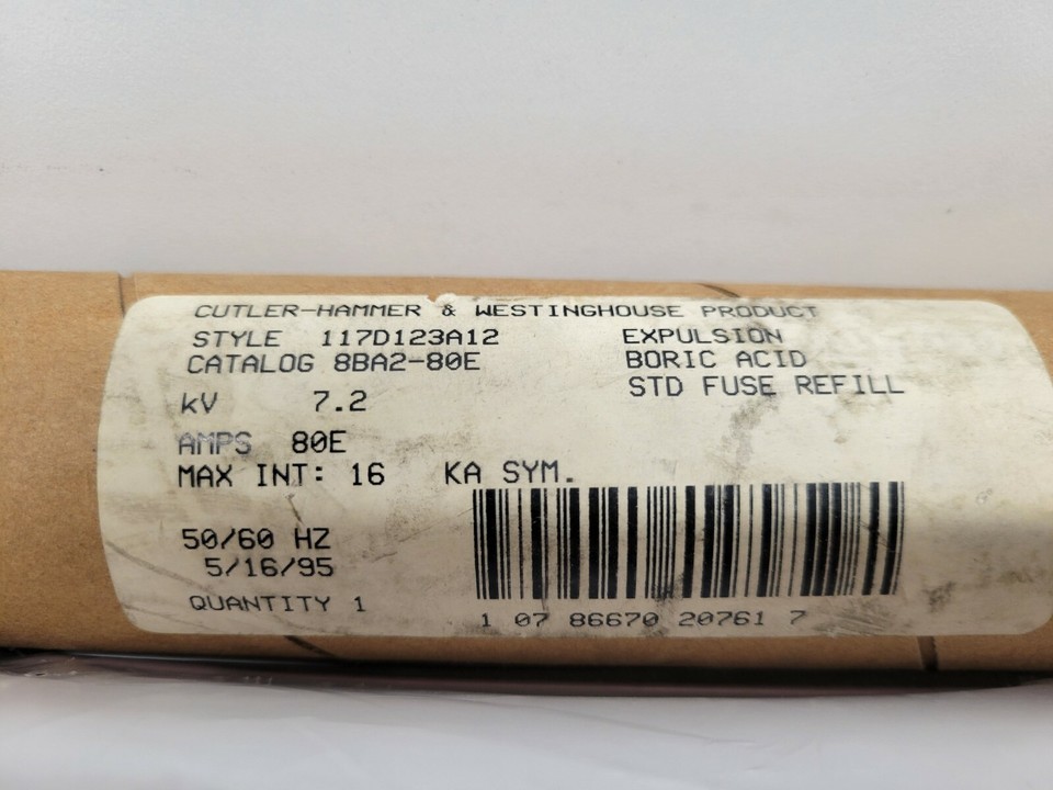 NEW OLD STOCK! CUTLER-HAMMER WESTINGHOUSE 7.2kV 80E AMPS FUSE REFILL ...