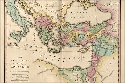 Poster, Many Sizes; Bible Map Of Travels Of The Apostles 1826 | eBay