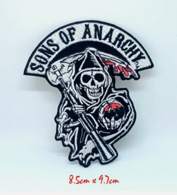 Sons of Anarchy Skull Biker Jacket Iron on Sew on Embroidered Patch ...