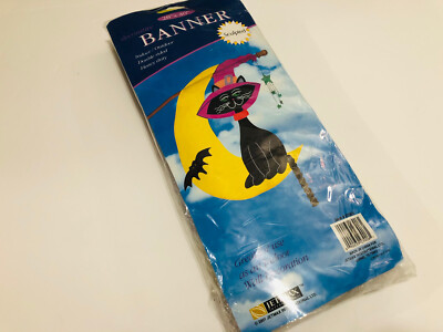 Vintage Halloween Witch Black Cat Yard Flag Banner - 28” x 40” Indoor ...