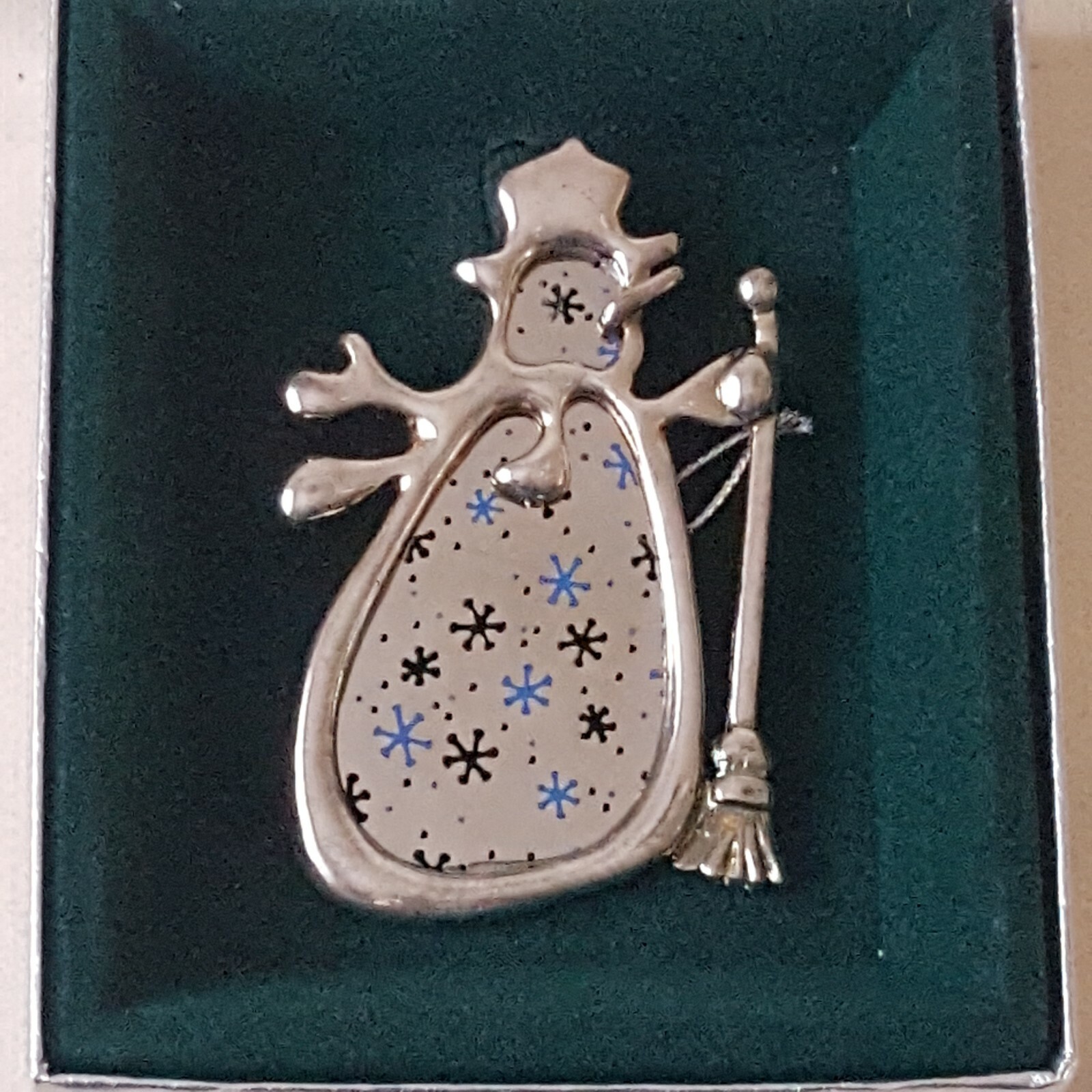 Vtg Lunt Silversmiths Silver Tone Metal Snowman Christmas Ornament | eBay