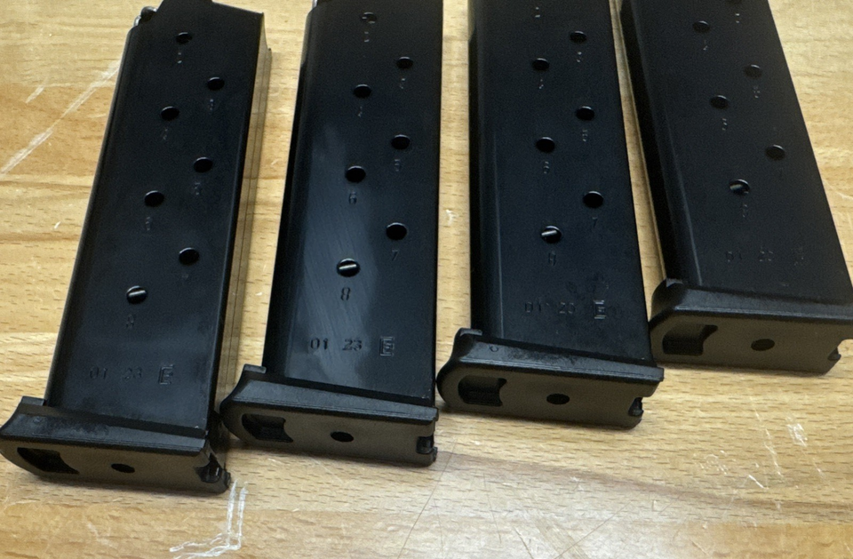 4 Ea 1911 EXTENDED 8 Round Magazine 4 pcs 8 shot .45 ACP Flared base ...