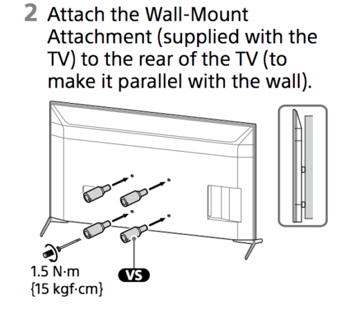 Genuine SONY XBR-75X950H XBR- 55X950H 65X950H Vesa Spacer for Wall ...