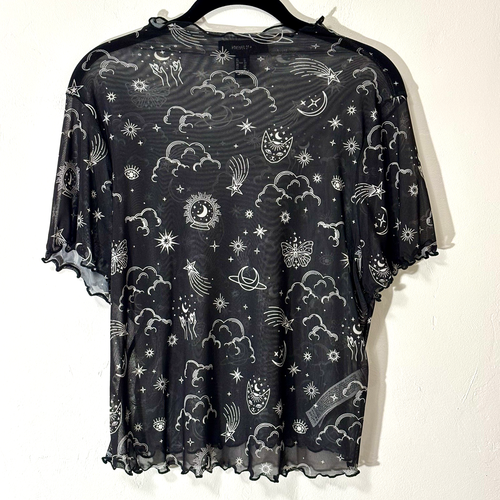Celestial Mesh Crop Top Plus 1x Forever21 Black Witchy Goth Fairy ...