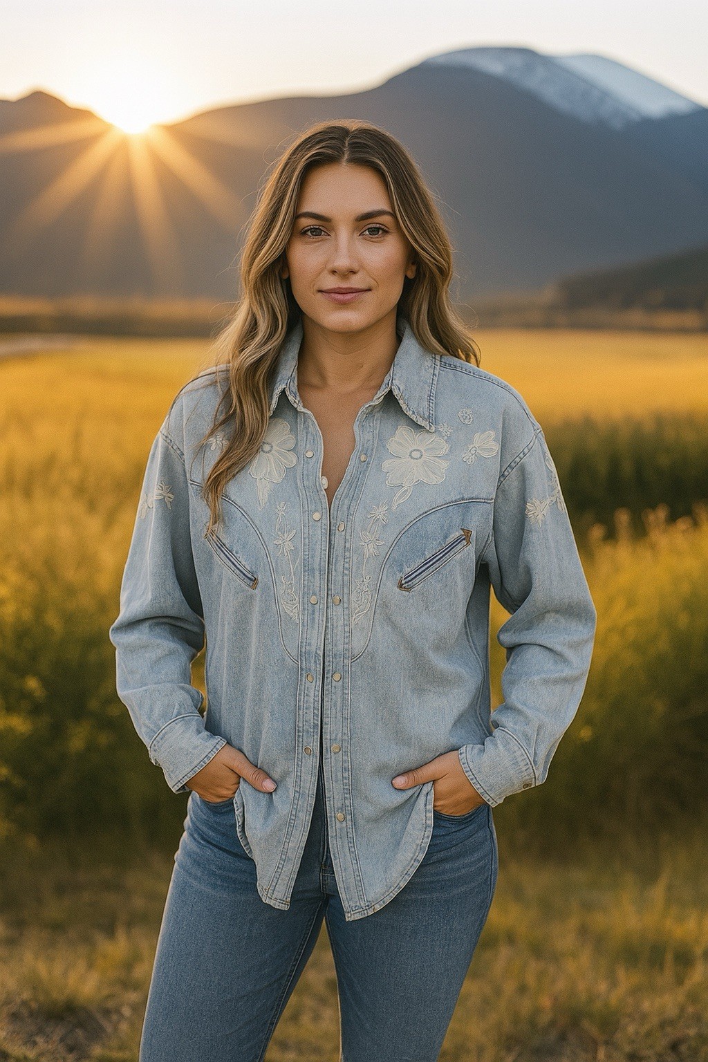 Zara Barbie Ken Embroidered Denim Shirt XL Limited Edition Western ...