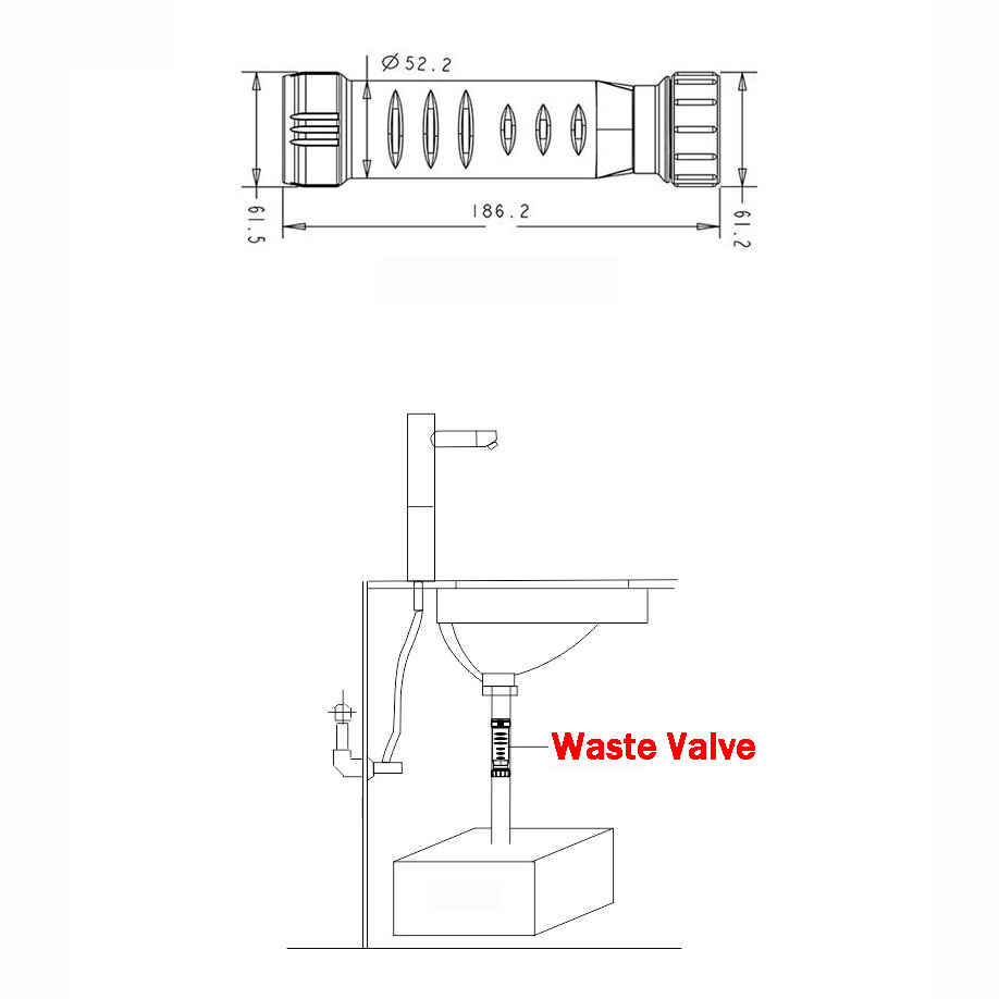 Waterless Self Sealing Waste Valve Inline Trap Bath Basin For Caravan ...