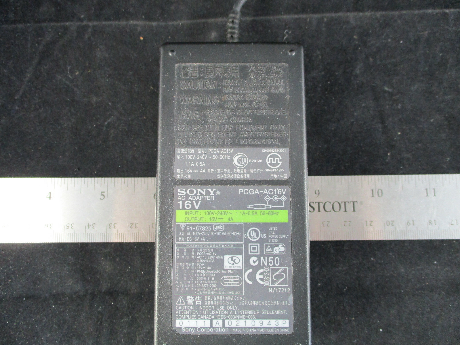 SONY AC ADAPTER PCGA-AC16V 100-240V 1.1A OUT 16V 4A | eBay