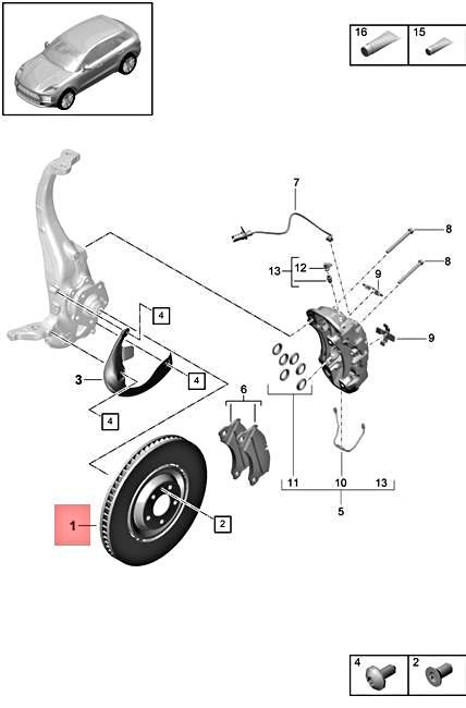 Genuine PORSCHE Macan 95B Brake Disc Left Front 95B615301AA | eBay