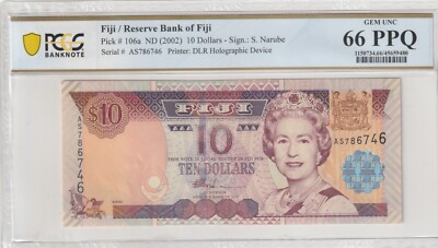 Fiji 2002 10 Dollars PCGS Certified Banknote UNC 66 PPQ Pick 106a | eBay