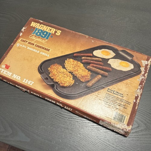 Wagner 17" Double Griddle Grill Pan 1891 ORIGINAL Wagner’s Cast Iron ...